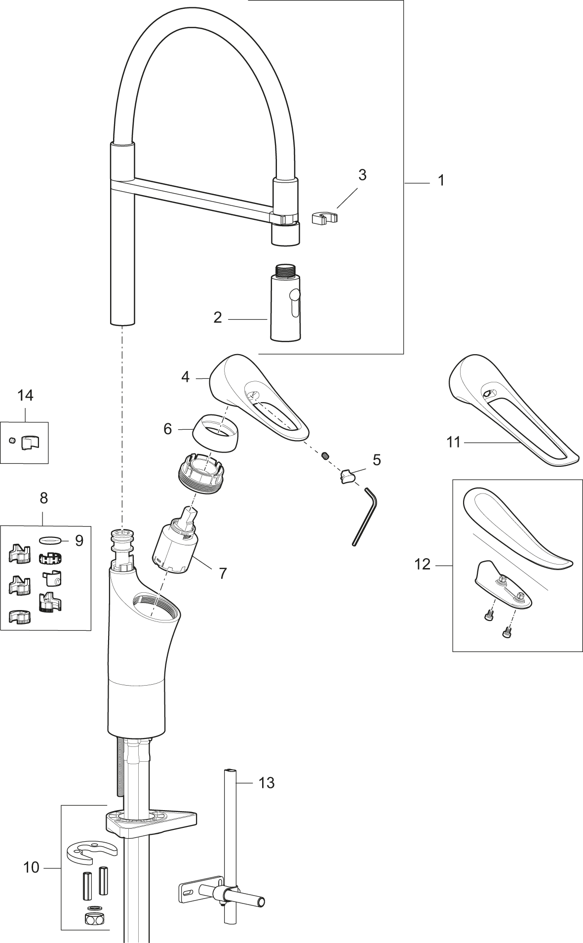 9000XE flexi kjøkkenbatteri - Profesjonell blandebatteri for kjøkken og bad